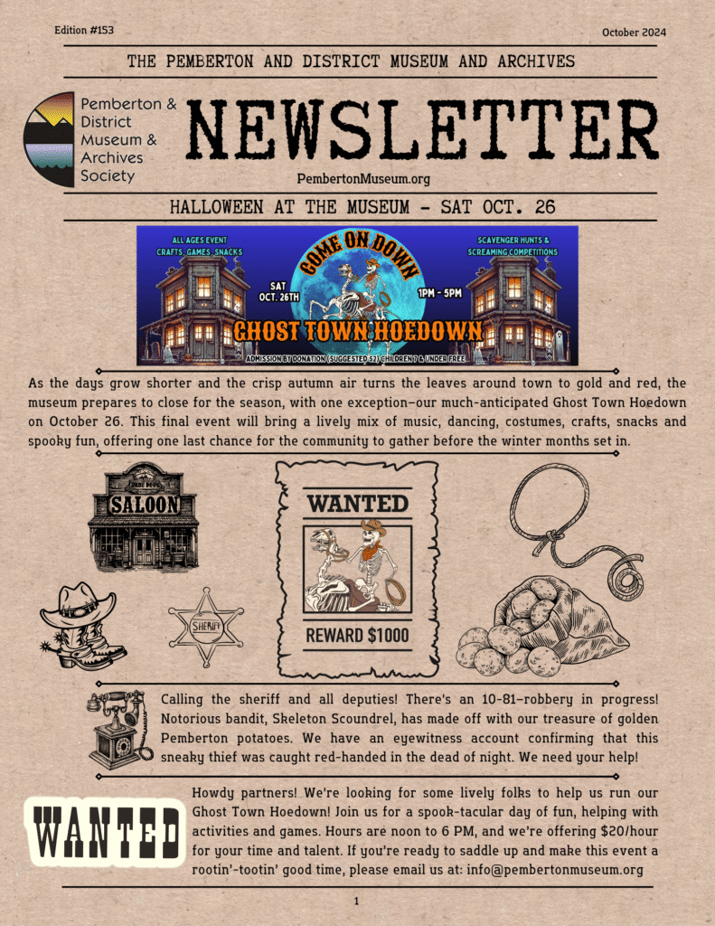 October 2024 Newsletter - Pemberton Museum & Archives Society
